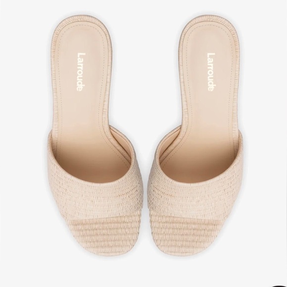 Larroude | Shoes | Larroude Dolly Platform Mule In Natural Raffia ...